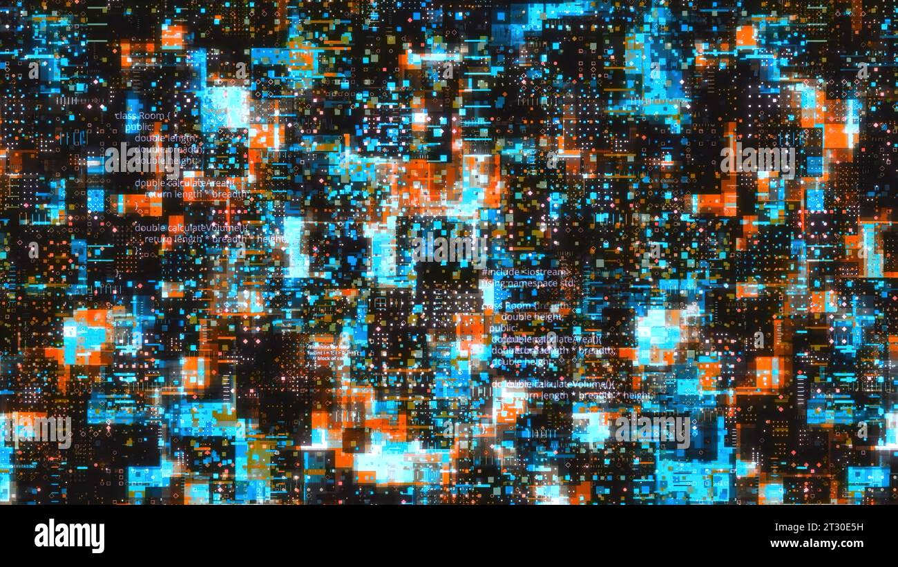 Der Weltraum der virtuellen Matrix. Bewegung. Farbenfroher Platz in der ...