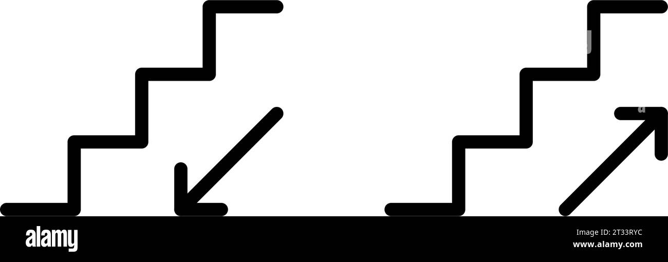 Treppen nach oben und unten Symbol mit Pfeil. Hinweisschild für Treppen ...