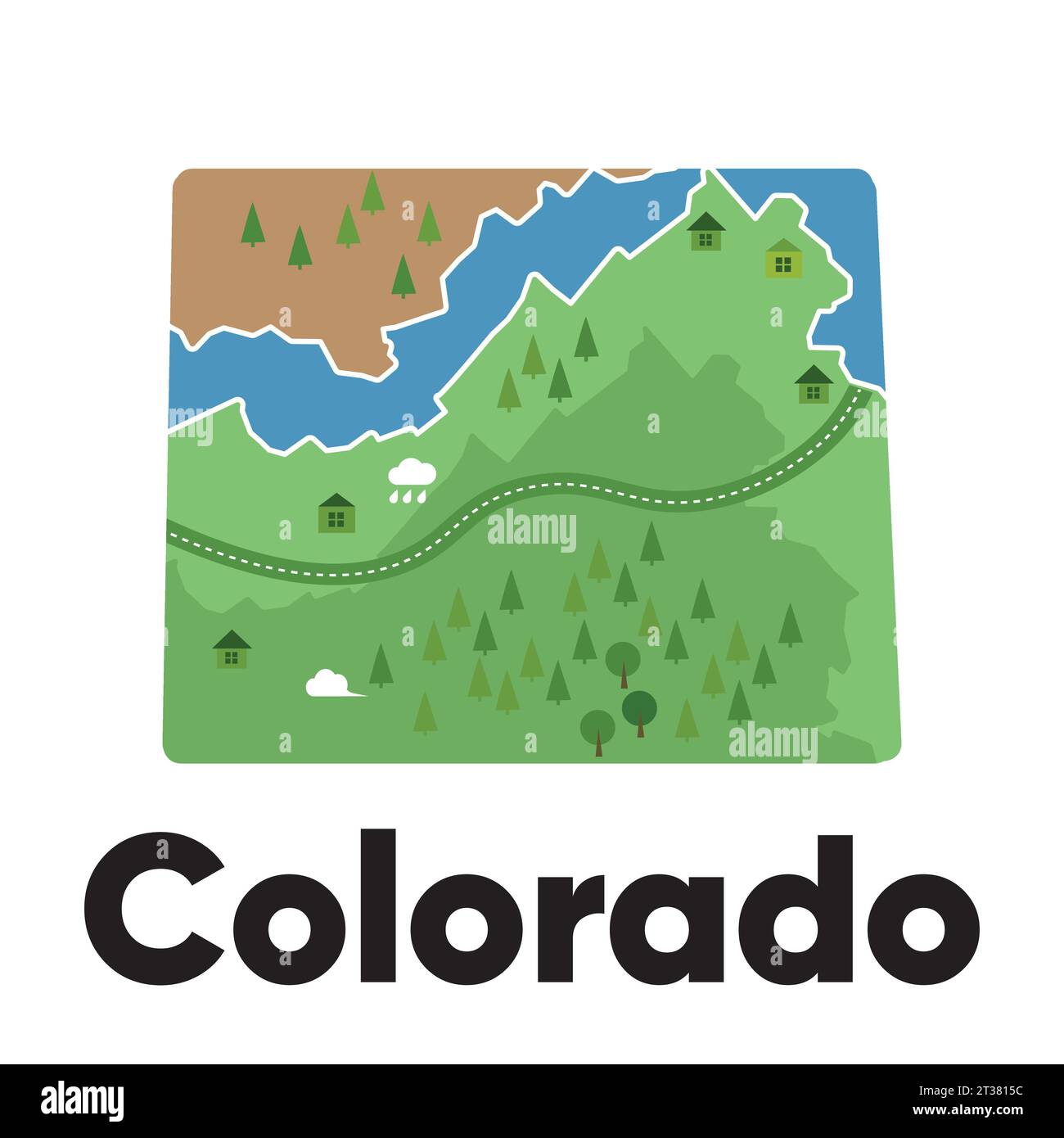 Karte von Colorado Form Cartoon Grafik Illustration Cartoon Stil von ...