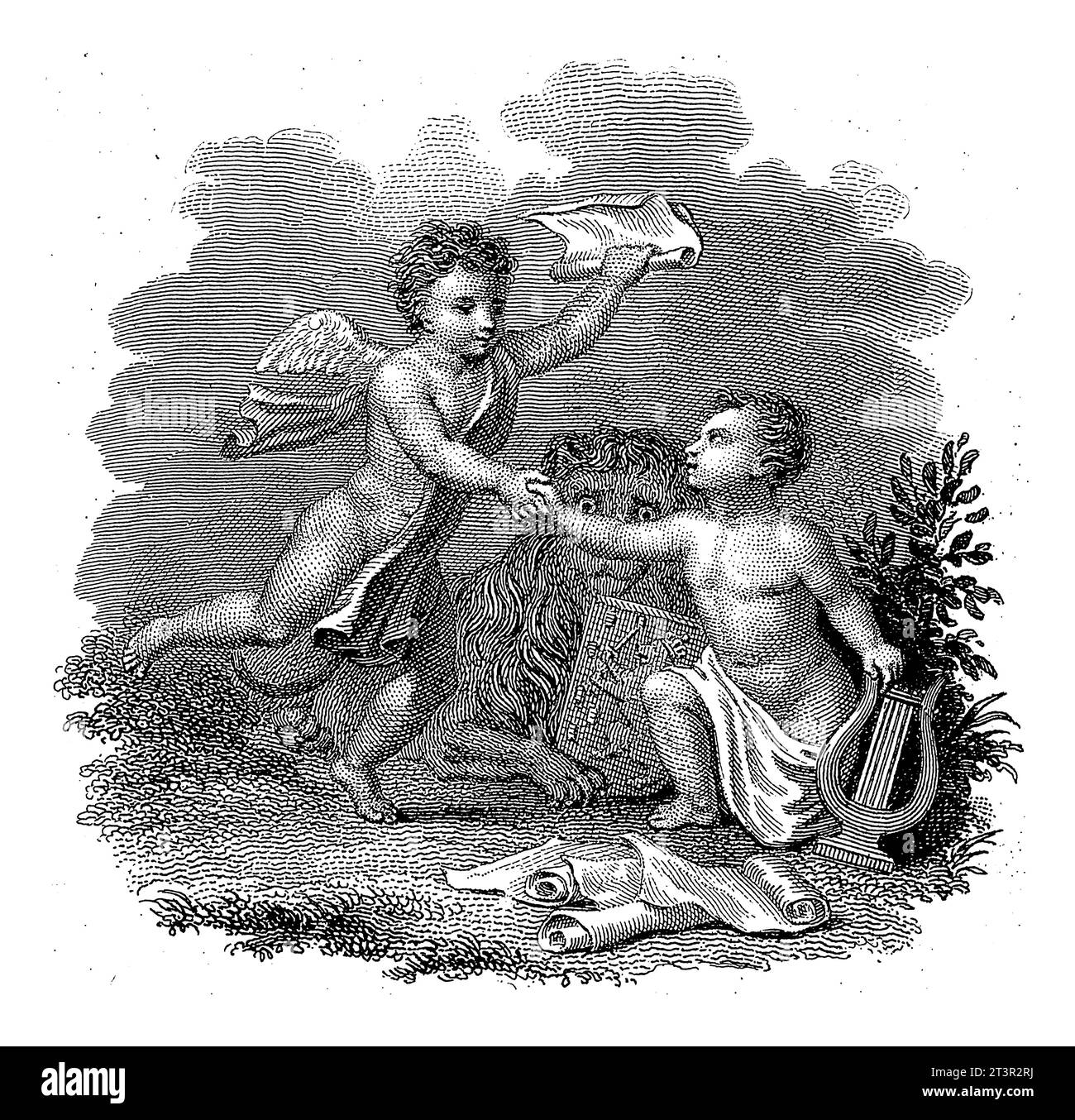 Zwei Putten bei Hollandse Leeuw, Philippus Velijn, nach Haatje Pieters ...