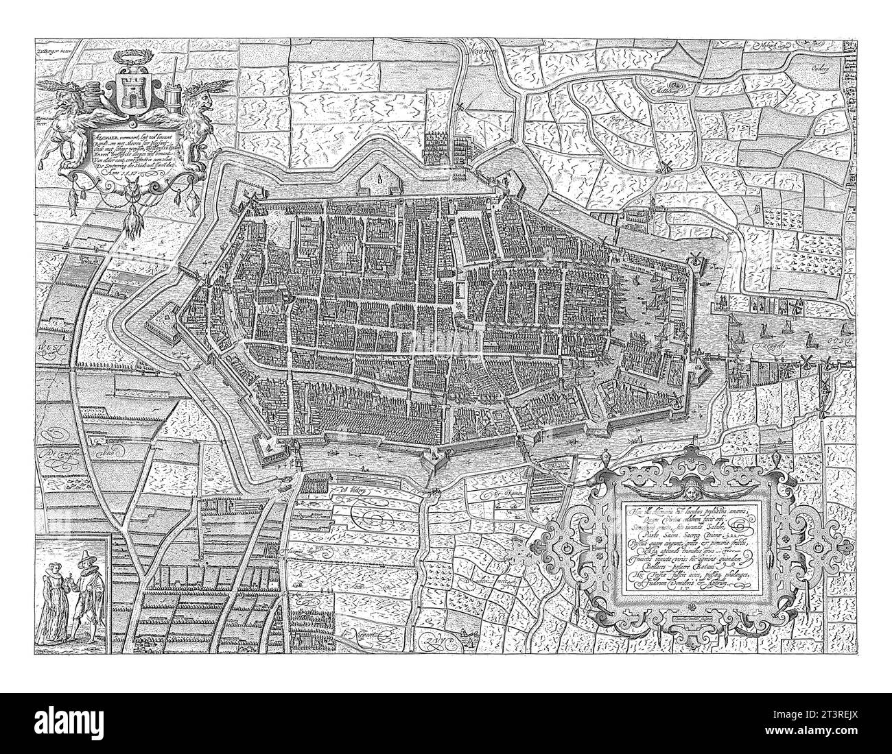 Karte von Alkmaar, 1597, Cornelis Jacobsz. Drebbel, 1597 Karte der ...