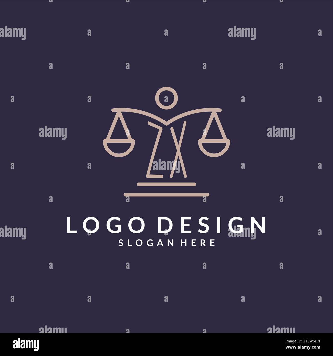 ZX-Initialen kombiniert mit der Skala des Juristensymbols, Design ...