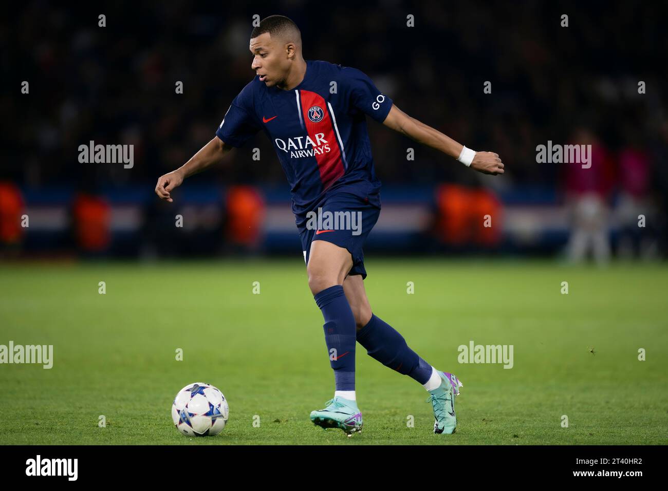 Kylian Mbappe von Paris Saint-Germain FC im Einsatz während des Fußballspiels der UEFA Champions ...