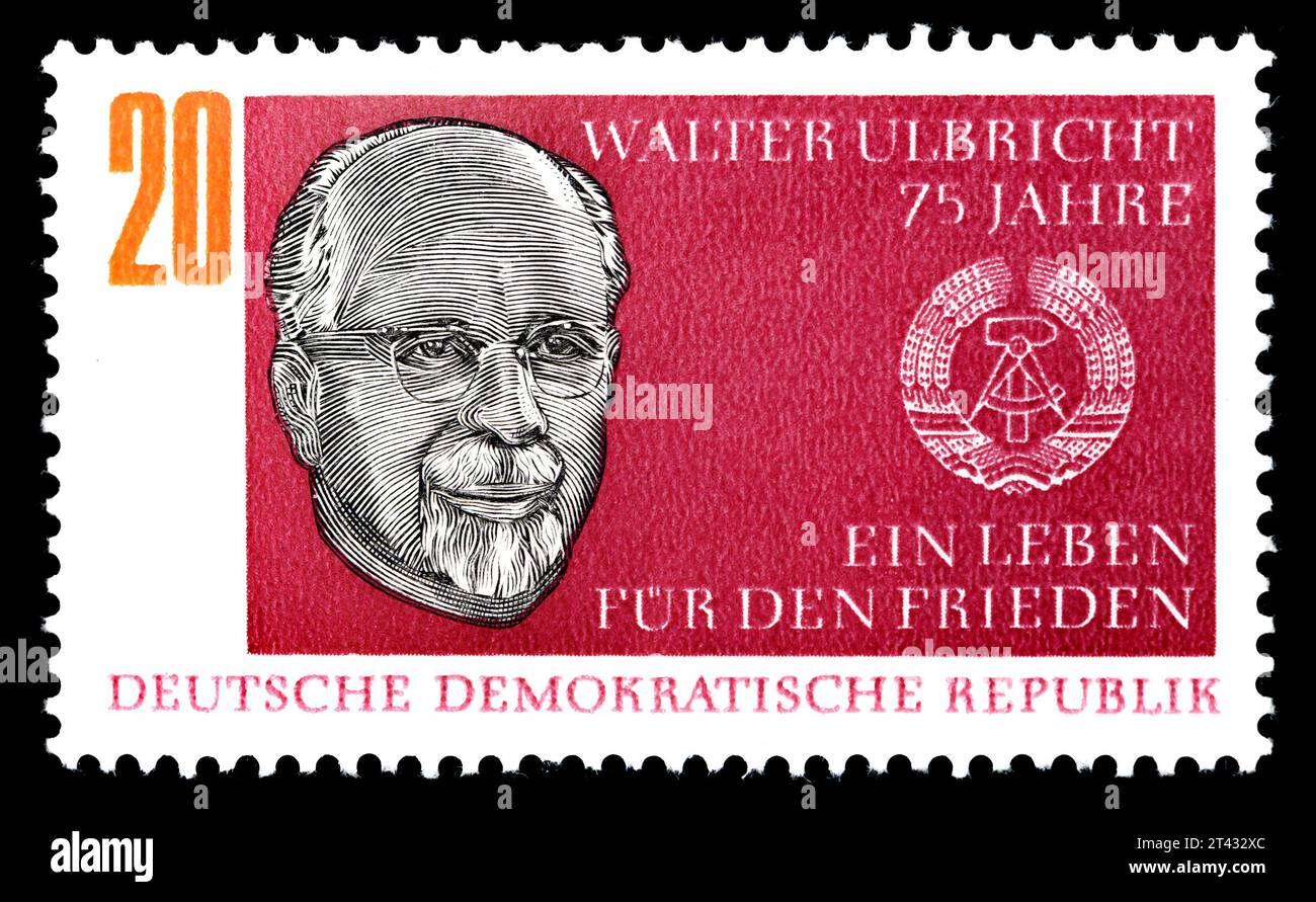DDR-Briefmarke (1968) : 75. Geburtstag von Walter Ulbricht, 1. Sekretär der Sozialistischen ...