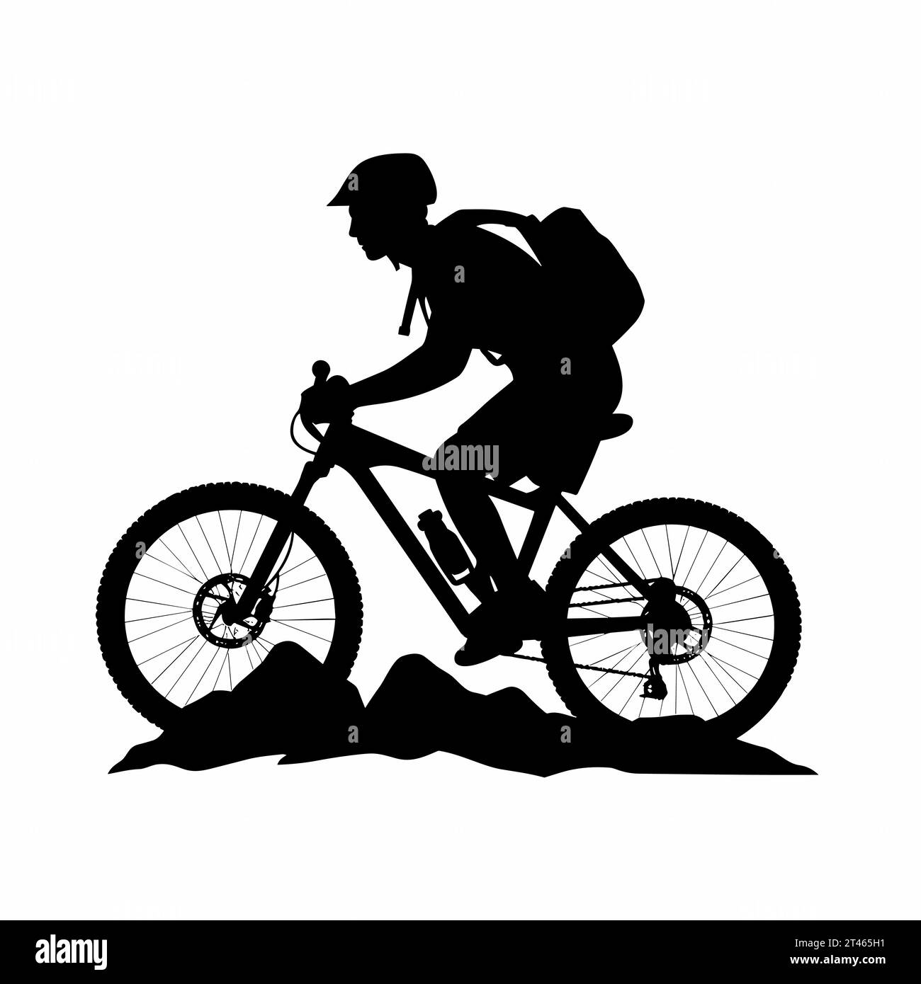 Silhouette für Mountainbiker. Schwarzes Mountainbike-Symbol auf weißem ...