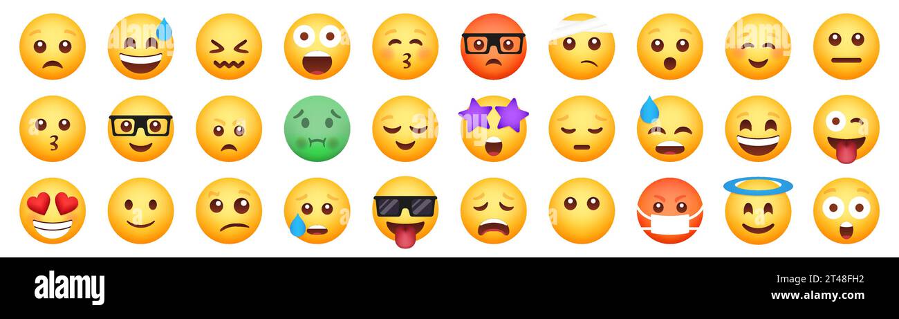 Emoticon Smile Symbole. Comic-Emoji-Set. Vektor-Emoticon-Set Stock ...