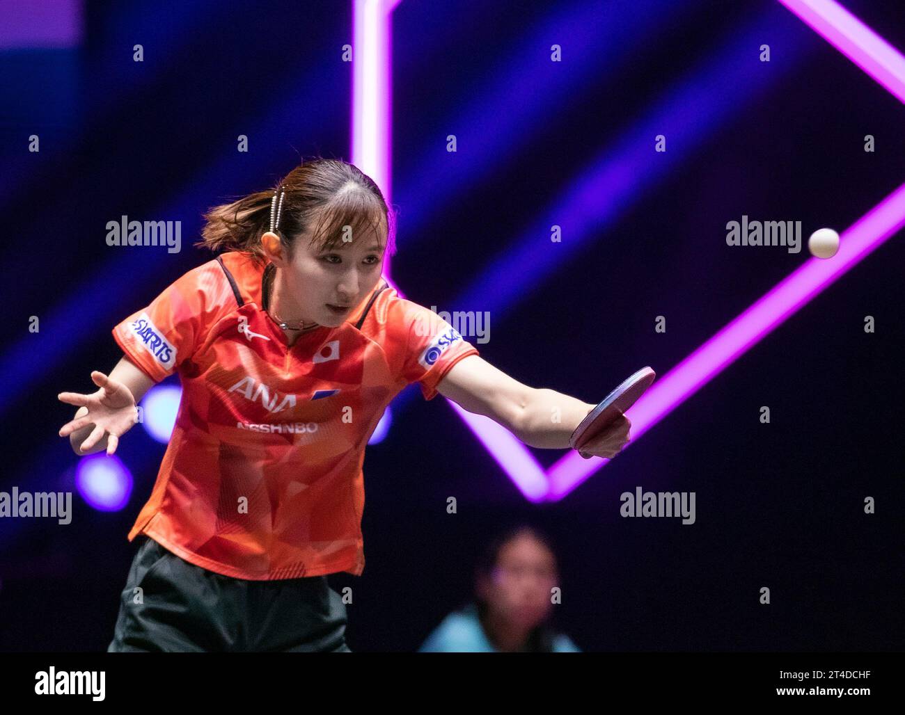 Frankfurt, Deutschland. 30. Oktober 2023. Hayata Hina tritt im Einzel-Spiel der Frauen 32 ...