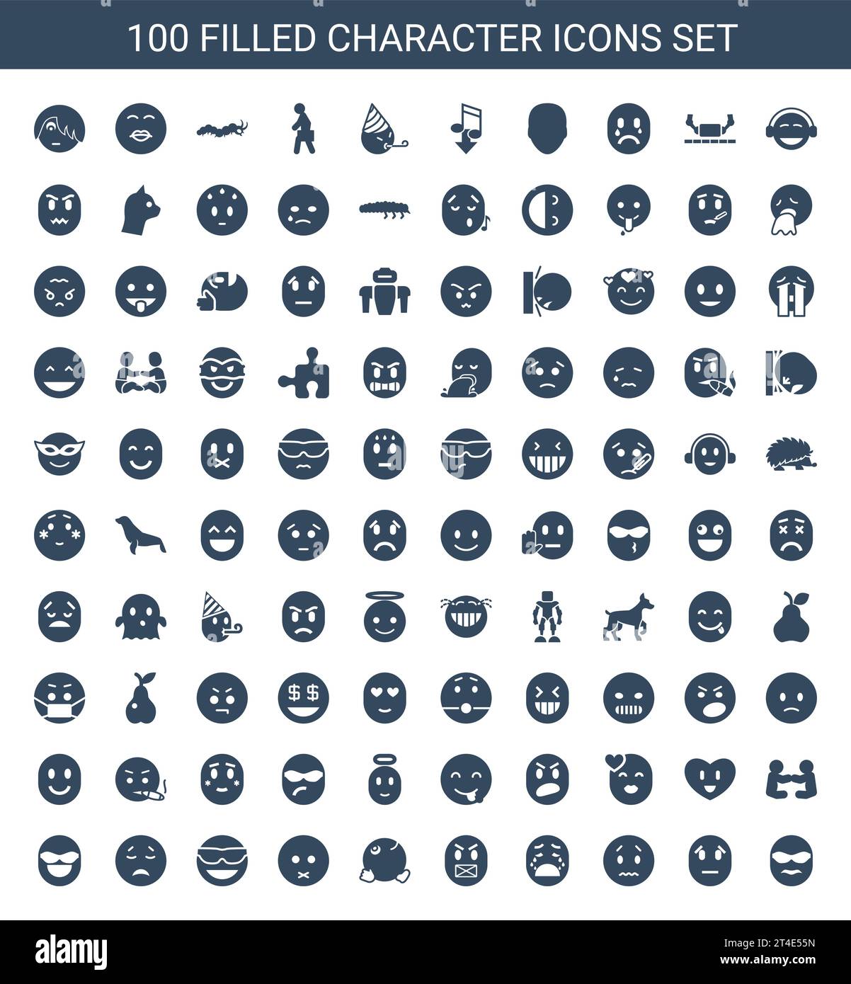 100 Zeichen Symbole lizenzfreies Vektorbild Stock-Vektorgrafik - Alamy