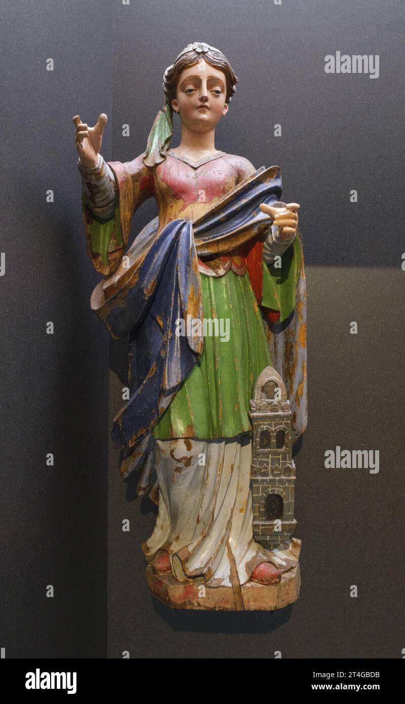 Portugal: Ein Bild von Santa Bárbara (St. Barbara) und ihrem Turm aus dem Recolhimento das Órfãs ...