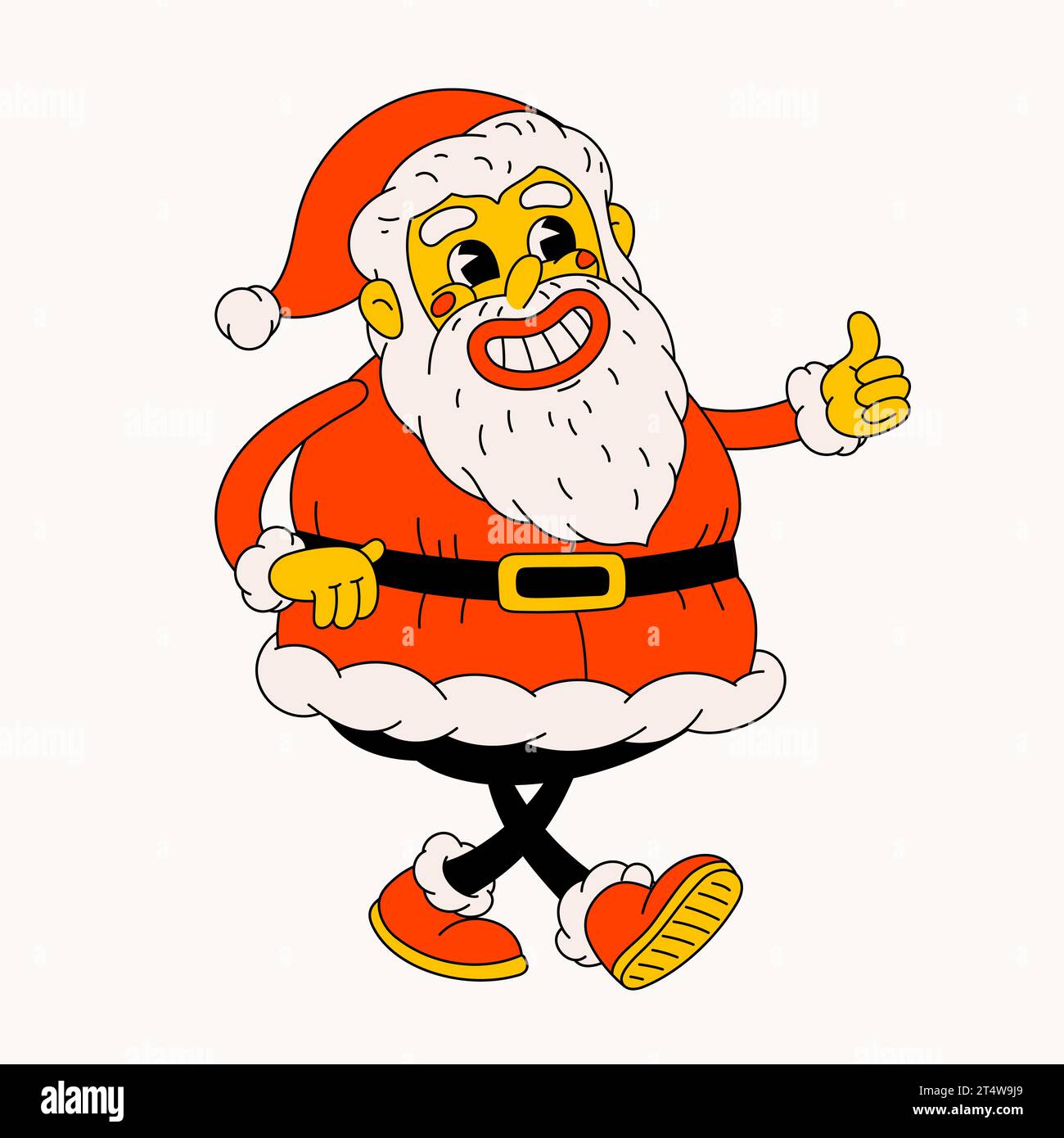 Lustige Cartoon Weihnachtsmann im Retro-Stil. Grooviger Weihnachtsmann ...