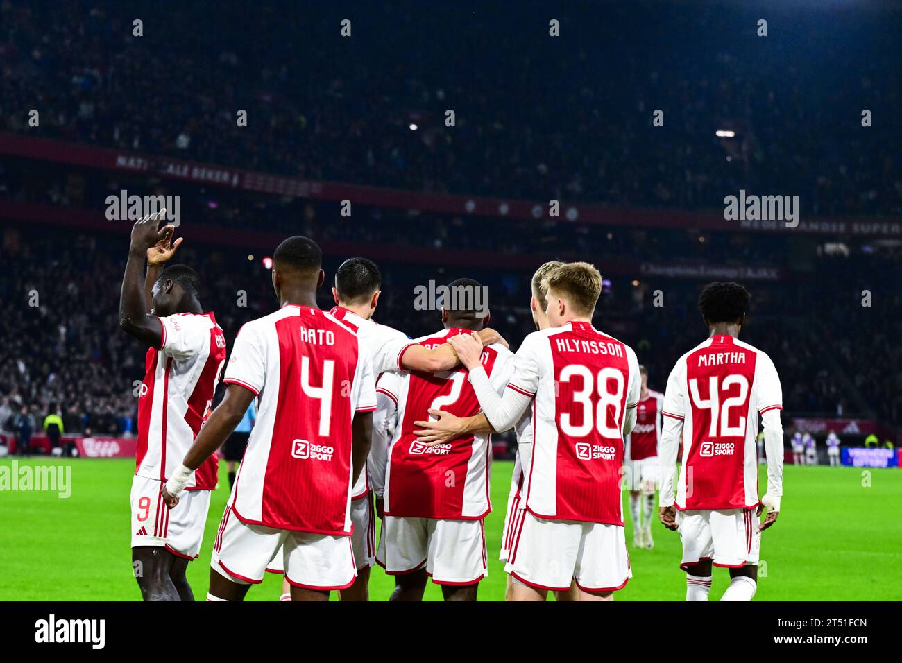 AMSTERDAM - Brian Brobbey von Ajax, Jorrel Hato von Ajax, Steven Berghuis von Ajax, Steven ...
