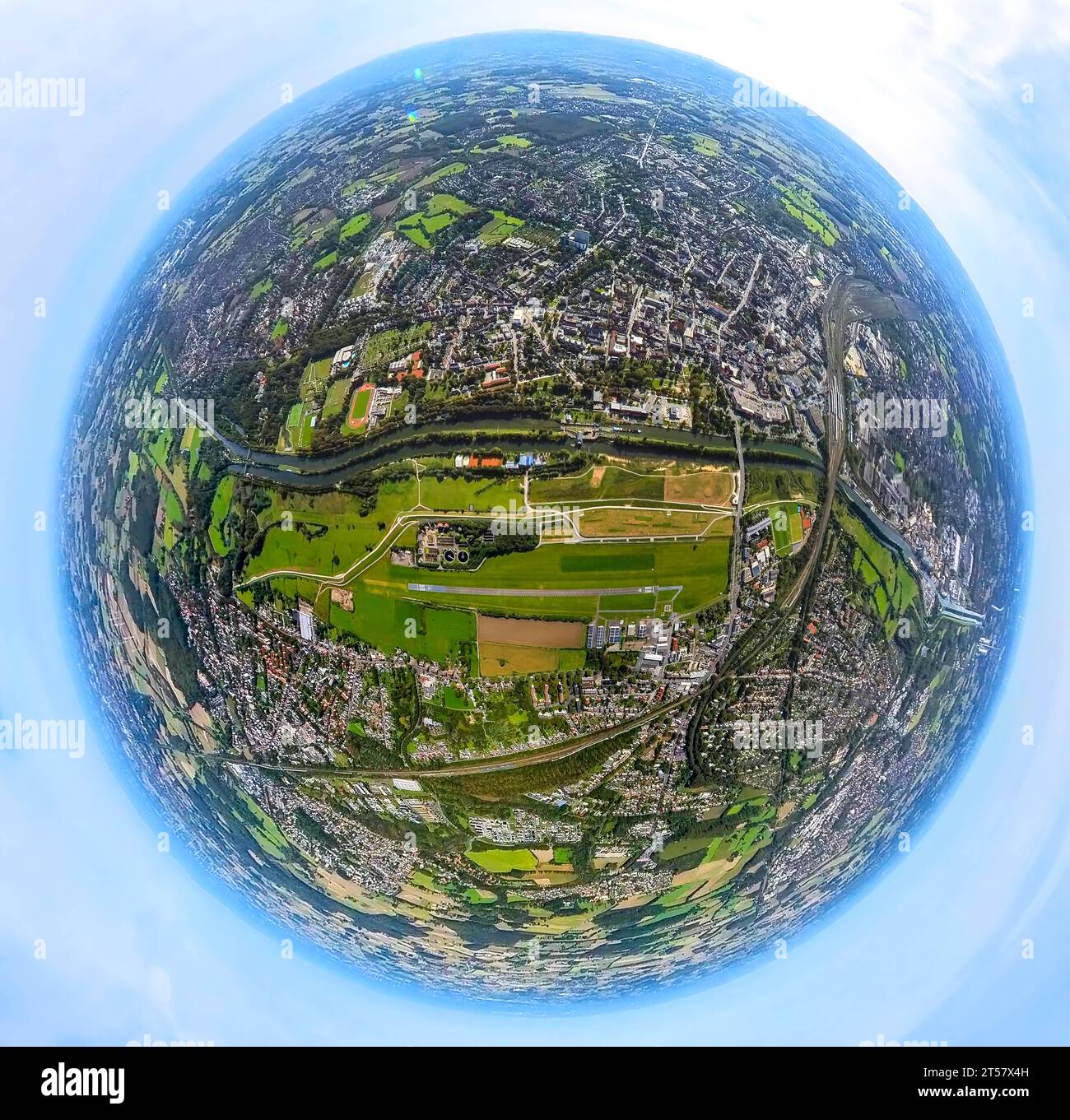 Luftbild, Lippeumbau Erlebensraum, Fluss Lippe Lippeaue und Datteln ...