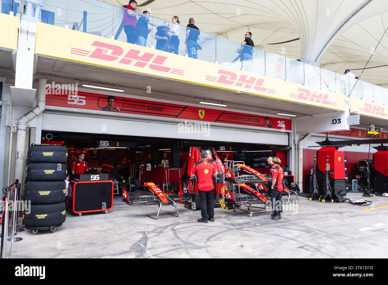Die SCUDERIA FERRARI Garage im Rahmen des F1 Sao Paulo Grand Prix 2023 ...
