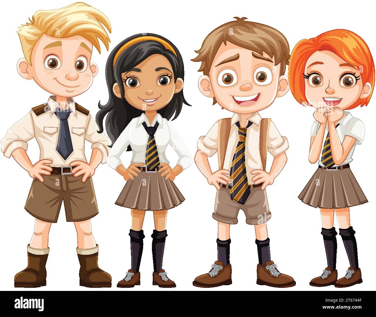 Niños dibujos animados con uniforme Stock-Vektorgrafiken kaufen - Alamy