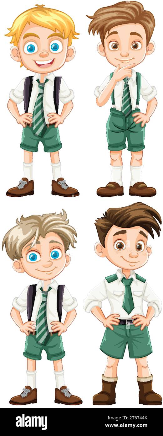 Niños dibujos animados con uniforme Stock-Vektorgrafiken kaufen - Alamy