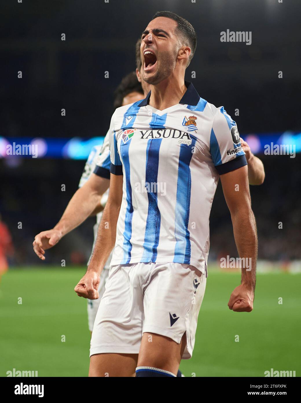 Mikel Merino von Real Sociedad feiert, nachdem er das erste Tor seines ...