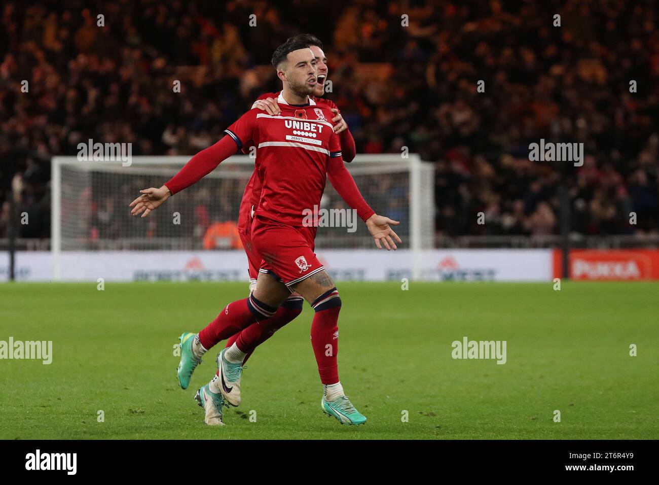 Middlesbrough's Sam Greenwood feiert mit Hayden Hackney, nachdem er am ...