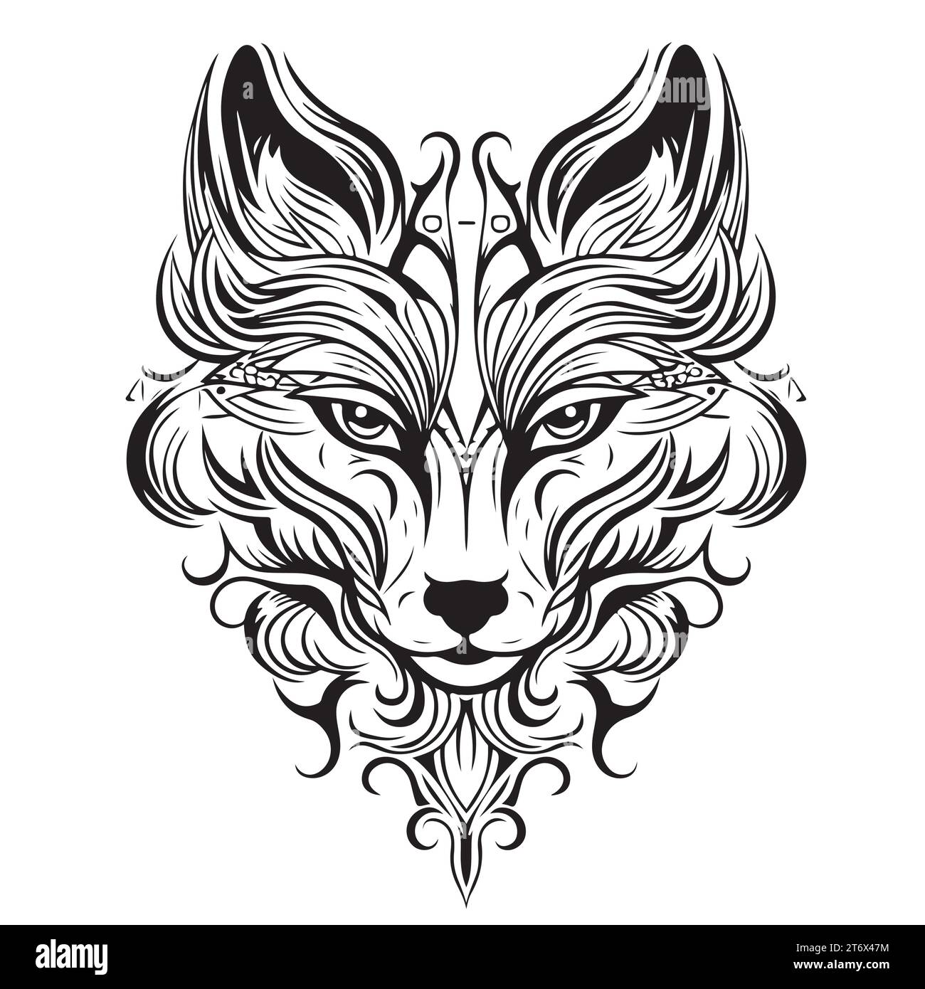 Fox Gesicht Tier Skizze Hand gezeichnet Vektor Illustration Zeichen ...