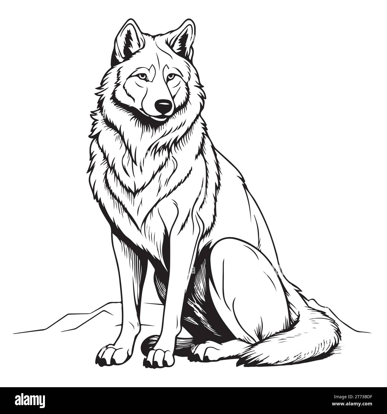 Wolf sitzende Skizze Hand gezeichnet in Doodle-Stil Vektor-Illustration Stock-Vektorgrafik - Alamy