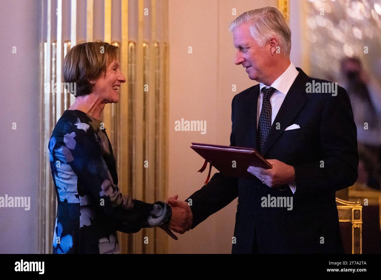 Brüssel, Belgien November 2023. Martine Reijnaers und König Philippe ...