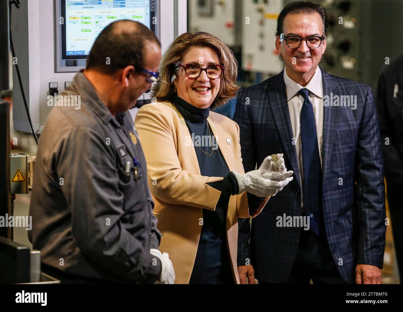 President and CEO of the Royal Canadian Mint Marie Lemay, center, and ...