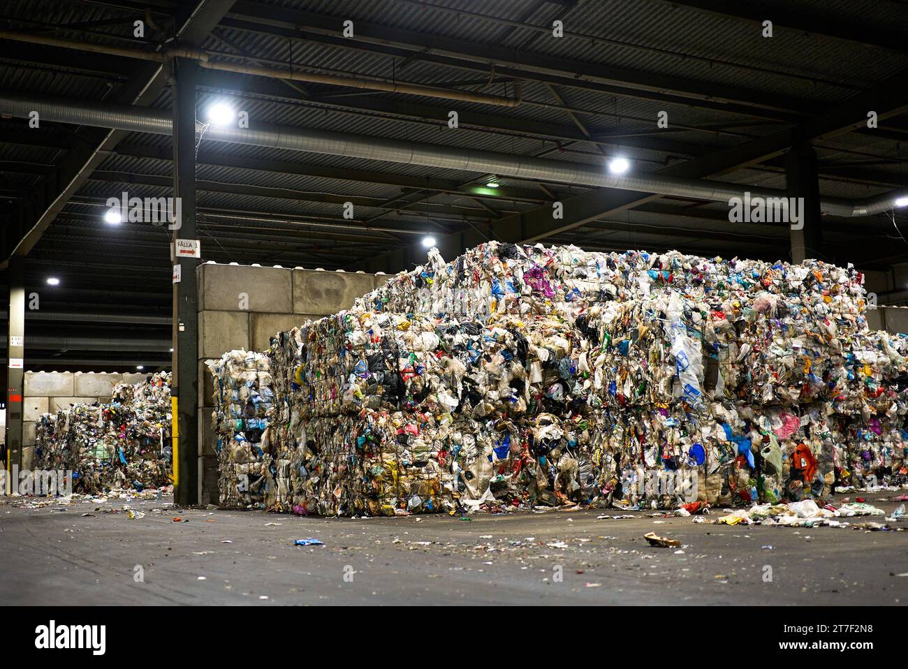 Plastic waste is stored in a new plastic waste sorting facility in ...