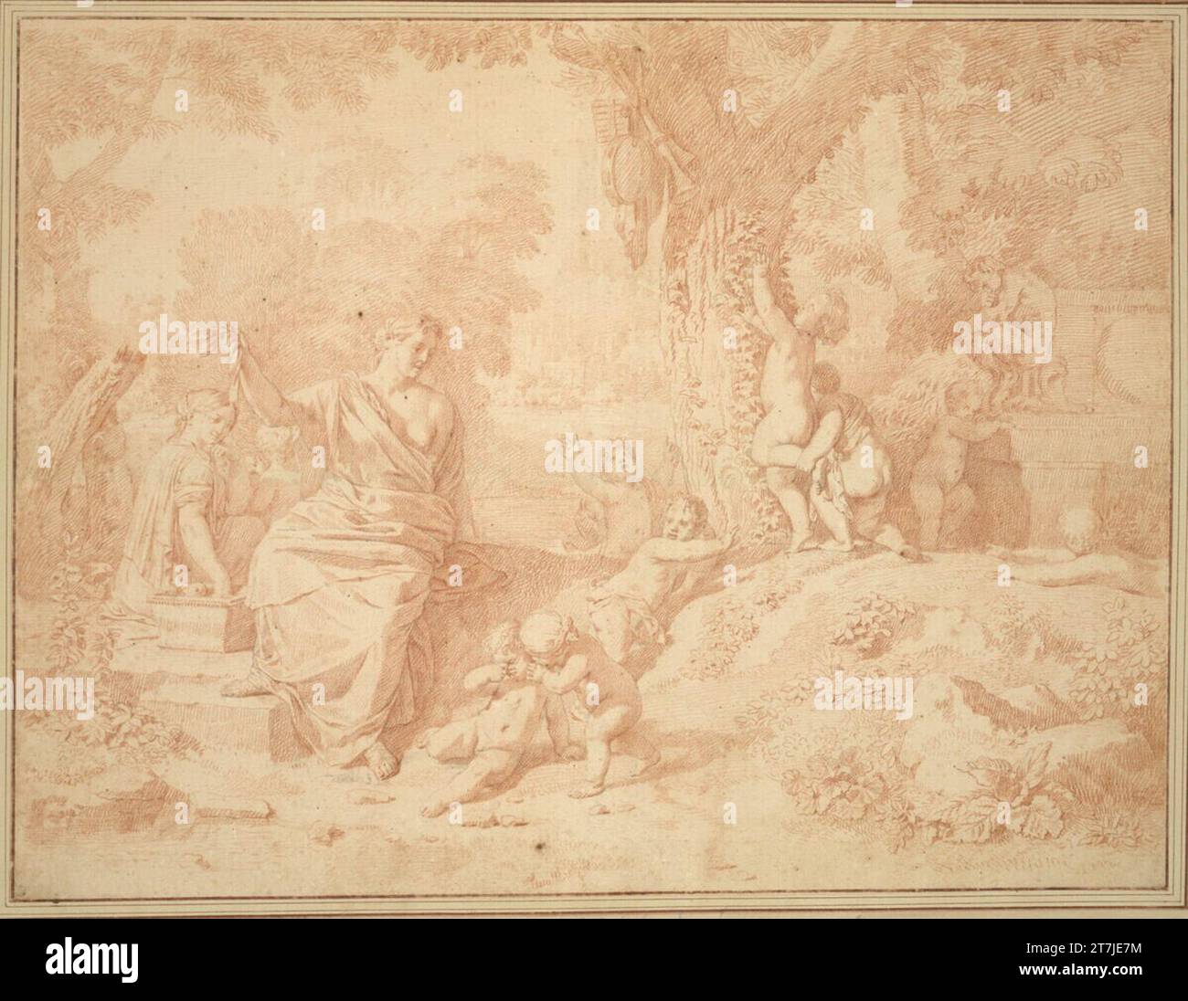 Gerard de Lairesse spielt Kinder am Grab des Dichters Eumolpos. Rote ...