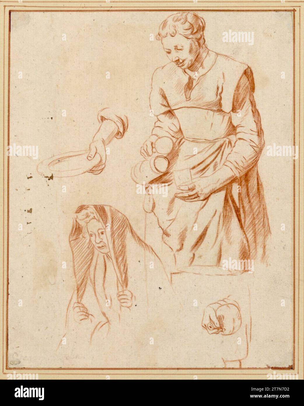 Jan Josef Horemans Arbeitsblatt mit Dienstmädchen, das ein Trinkglas ... Jan Josef Horemans Arbeitsblatt mit Dienstmädchen, das ein Trinkglas ...