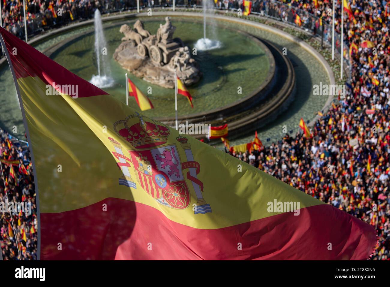 Madrid, Spanien. November 2023. Während einer Demonstration spanischer Bürgerorganisationen, die ...