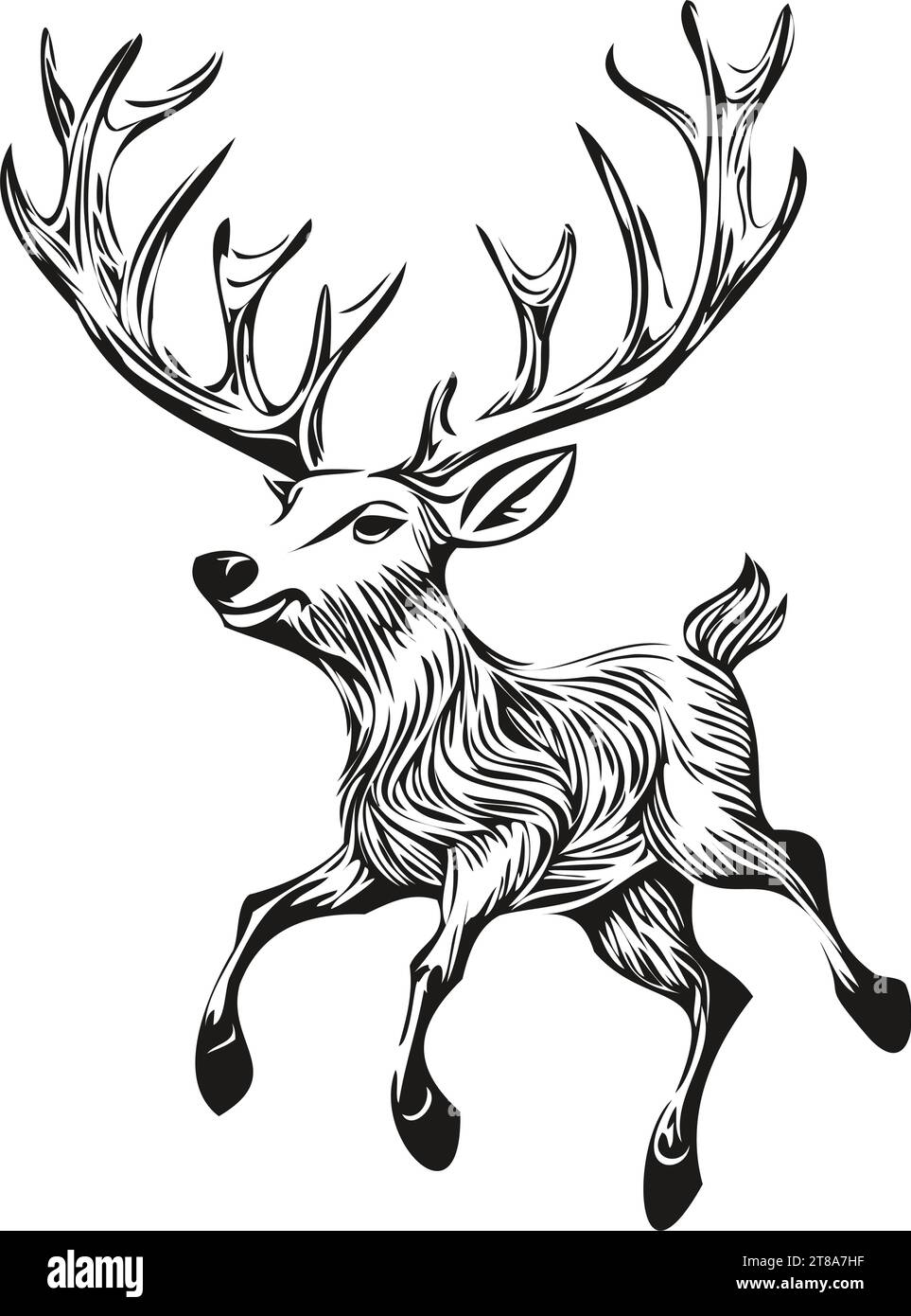 Skizze Zeichnung von Weihnachten Rentier, Hirsch Hand gezeichnet ...