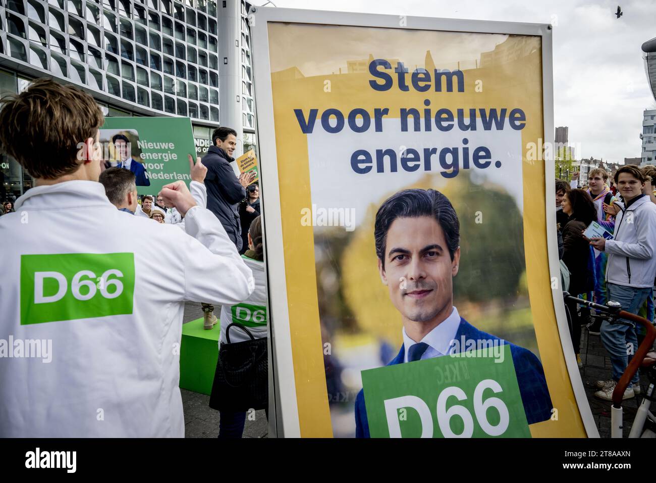 UTRECHT - Parteivorsitzender Rob Jetten während eines Wahlkampfes für ...