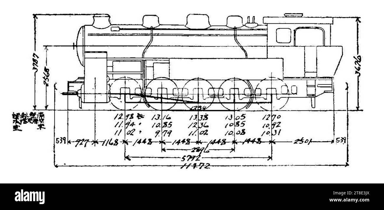 Typenzeichnung einer Dampflokomotive der Baureihe 4110 der Baureihe JGR ...