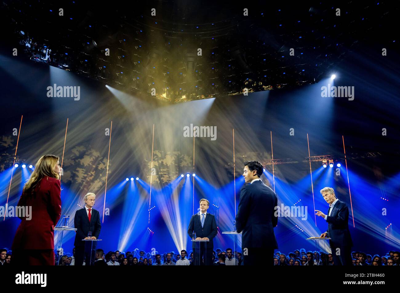 ROTTERDAM - Dilan Yesilgoz (VVD), Geert Wilders (PVV), Pieter Omtzigt ...