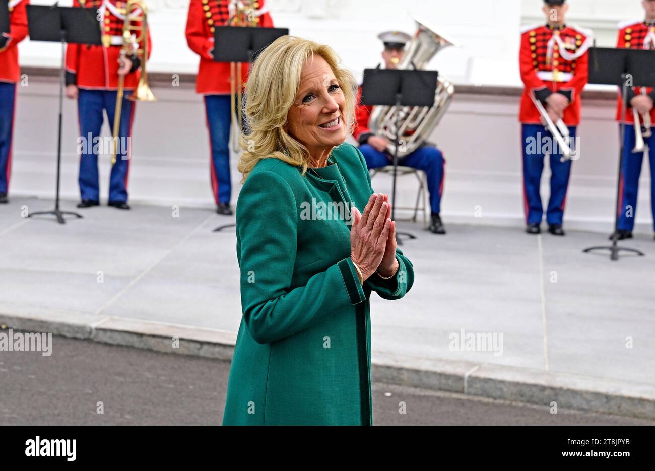 First Lady Dr. Jill Biden macht Anmerkungen, als sie am Montag, den 20 ...