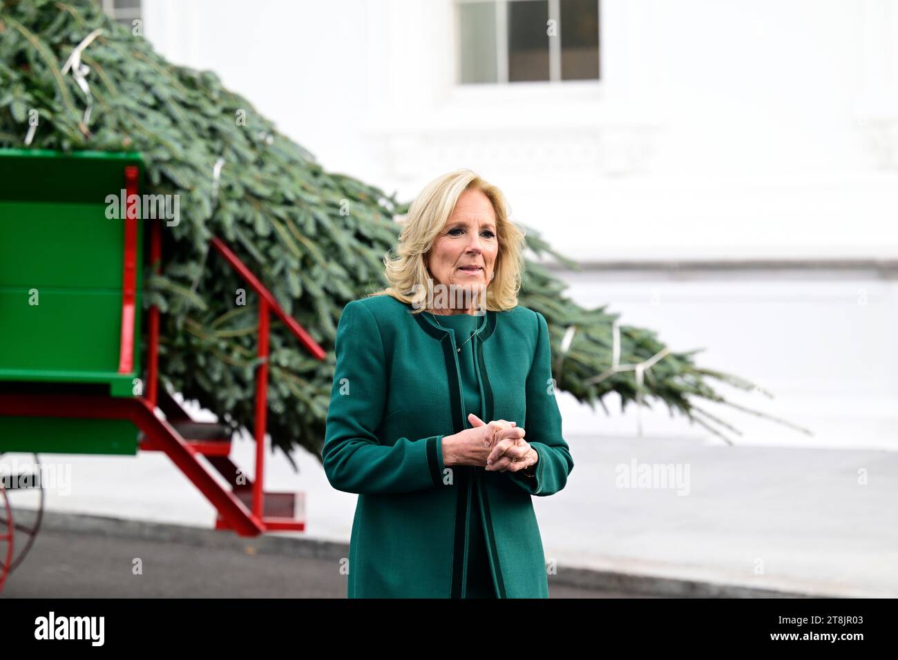 First Lady Dr. Jill Biden macht Anmerkungen, als sie am Montag, den 20 ...