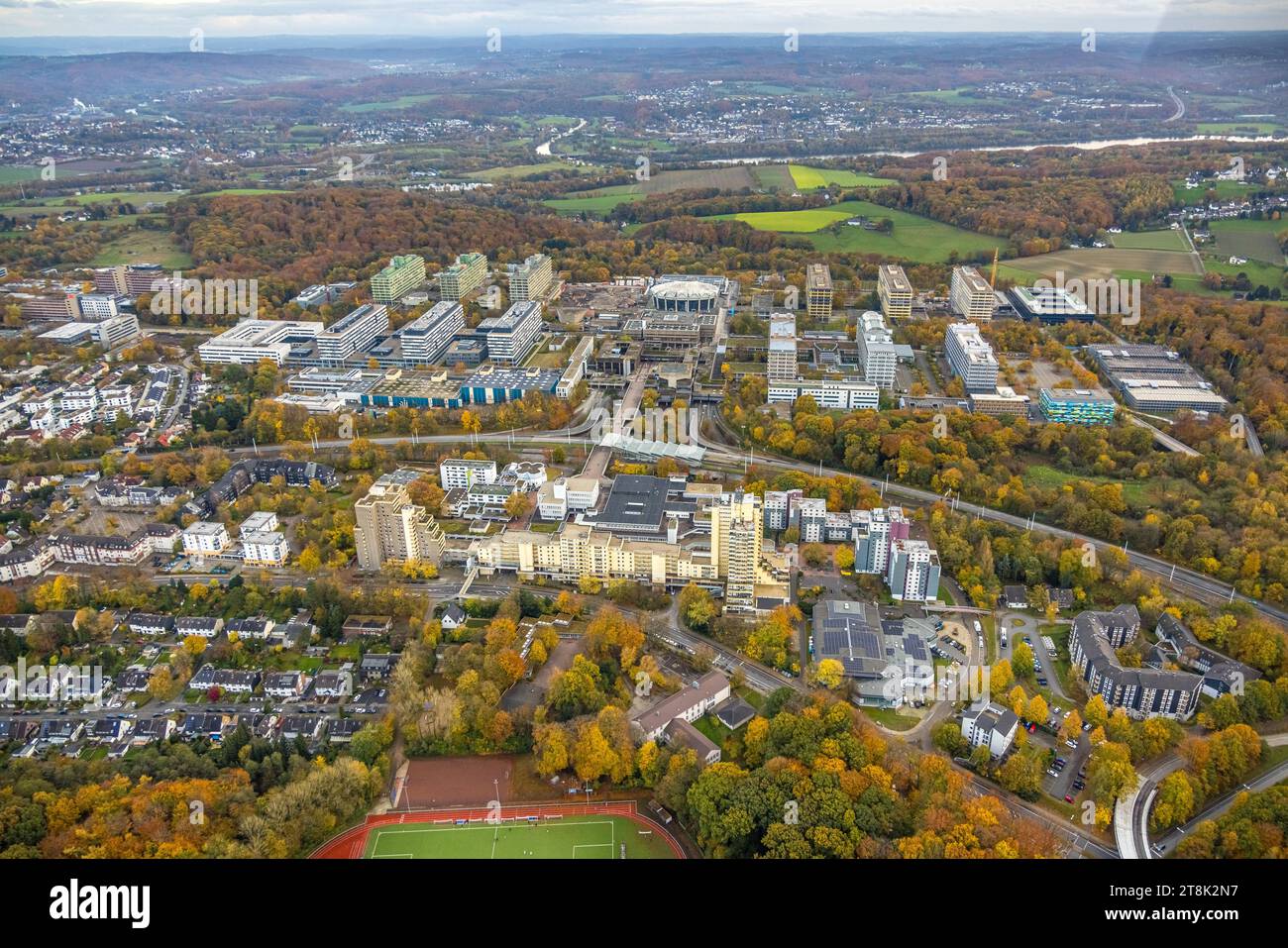 Luftbild, Gebäudekomplex der RUB Ruhr-Universität Bochum, Unicenter im ...