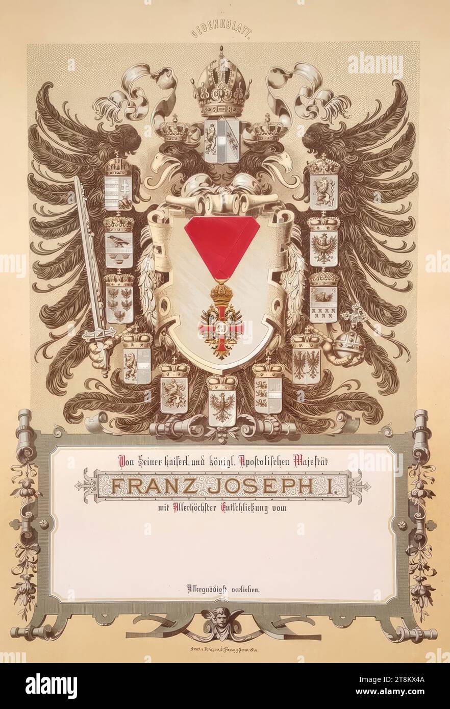 Gedenkbogen zur Verleihung des Ritterkreuzes des Kaiser-Franz-Joseph ...