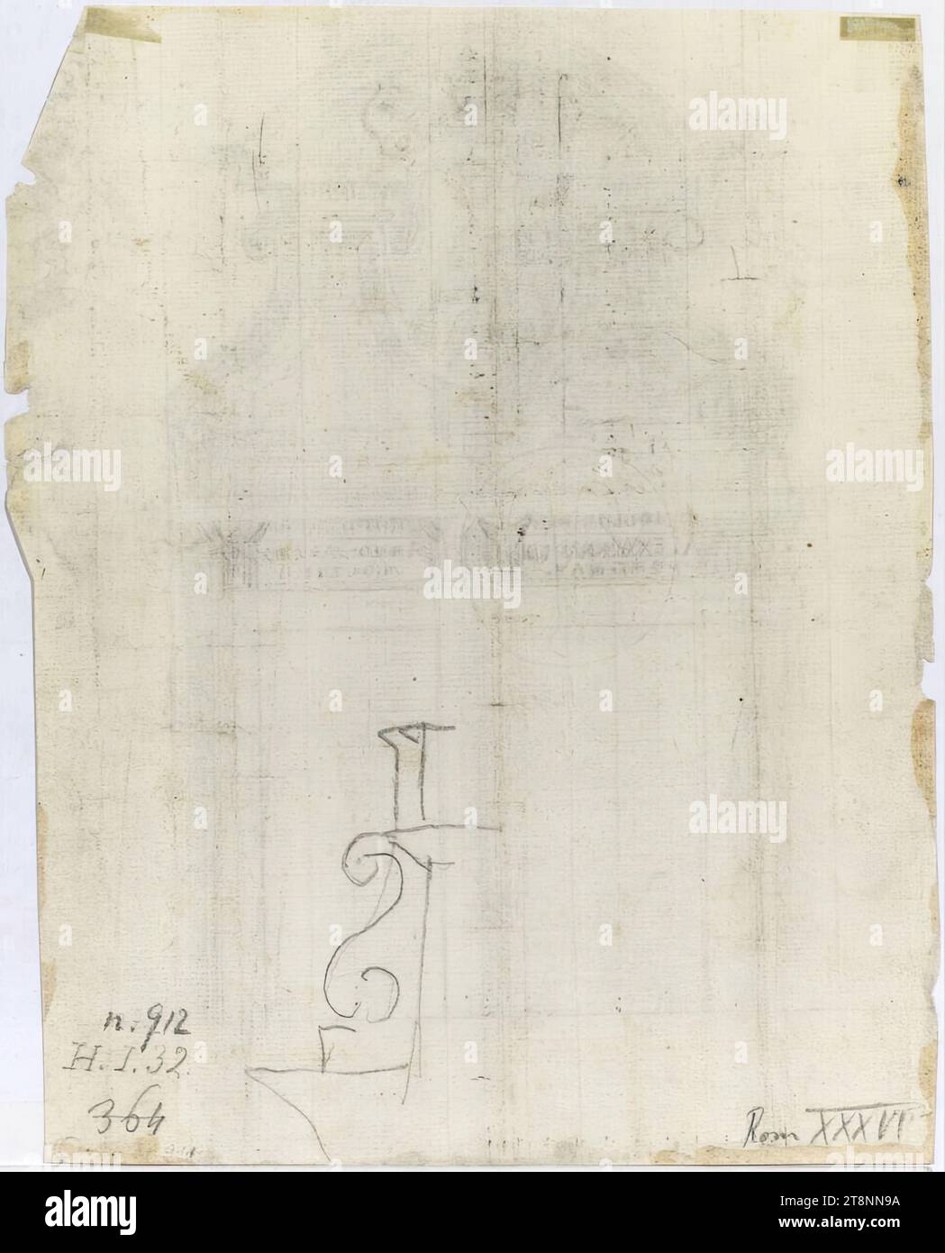 Rom, Collegio di Propaganda Fide, Detail: Konsole, Architekturzeichnung ...