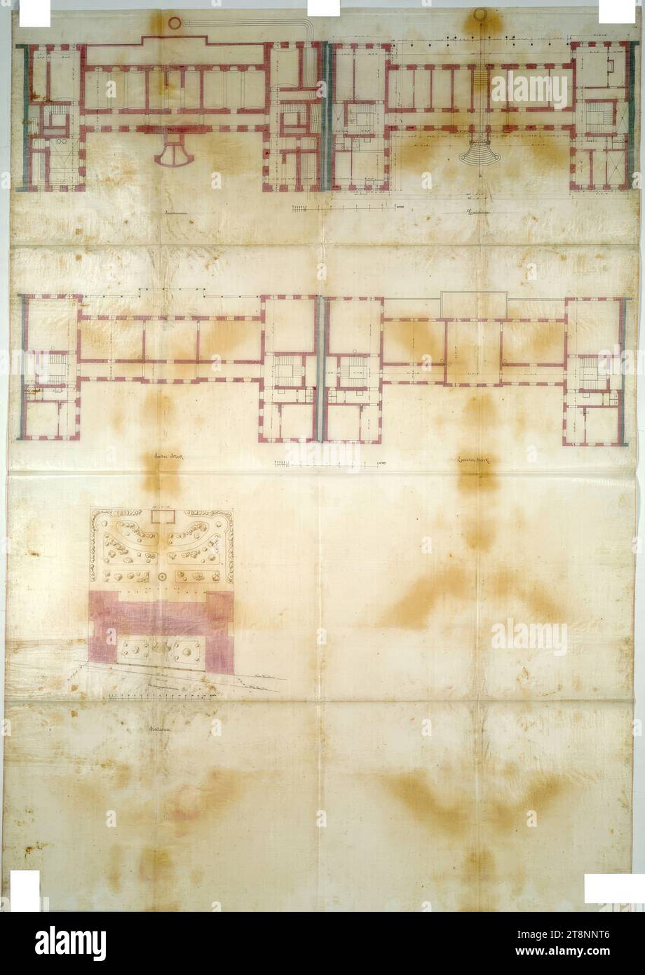 Wien II, obere Augartenstraße, Kinderkrankenhaus, Grundriss und Grundrisse, Carl von Hasenauer ...