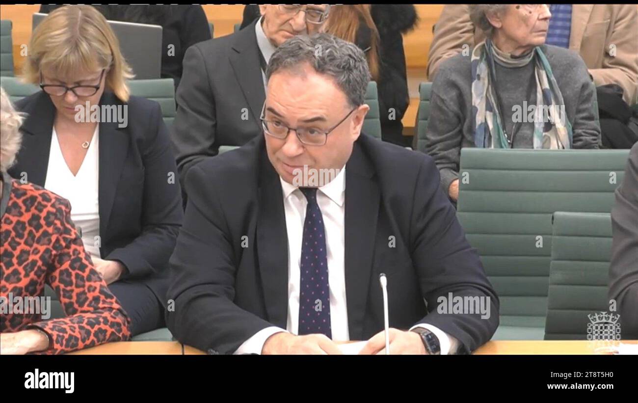 Screenshot vom Parlamentsfernsehen des Gouverneurs der Bank of England ...