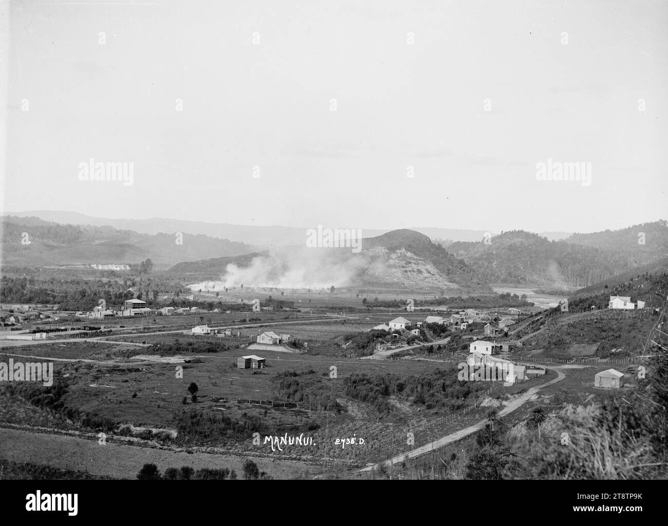 Township of Manunui, mit Blick auf die Township Manunui, um 1910er ...