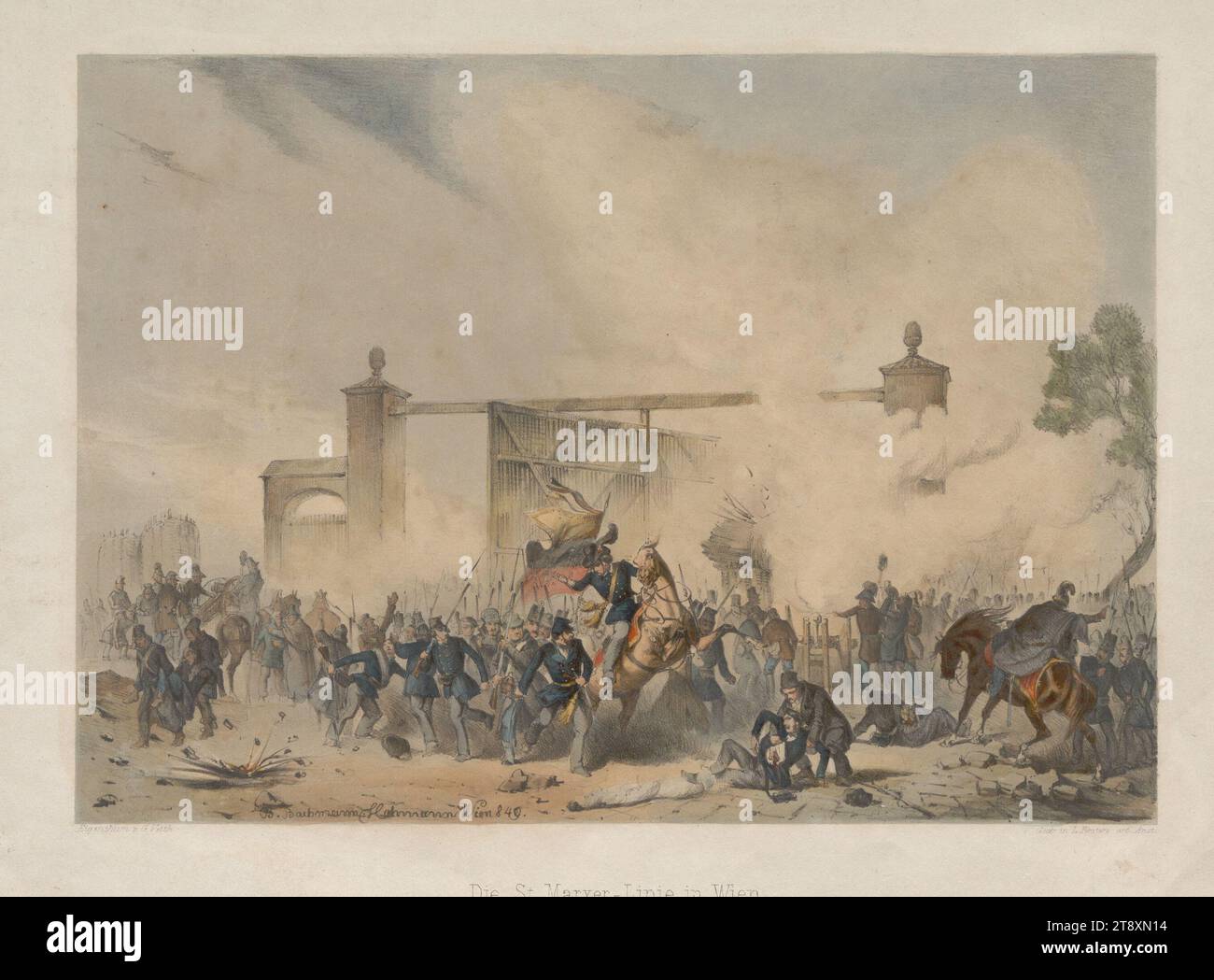 Die St. Marx Line in Wien, am 28. Oktober 1848, B. Bachmann-Hohmann ...