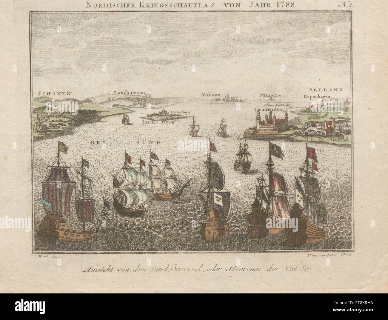 Nr. 1 der Reihe 'Nordisches Kriegstheater': Blick vom Oresund in der Ostsee, Quirin Mark (1753 ...