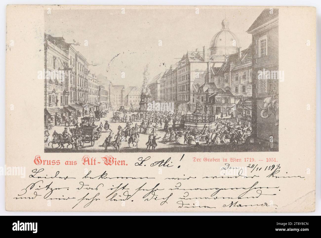 Gruß aus dem alten Wien. Der Graben in Wien 1719, 1898, Pappe ...