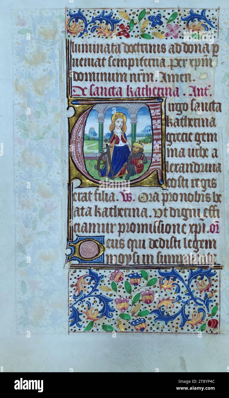 Stundenbuch, St.. Katharina von Alexandria, historisierte Initiale ...