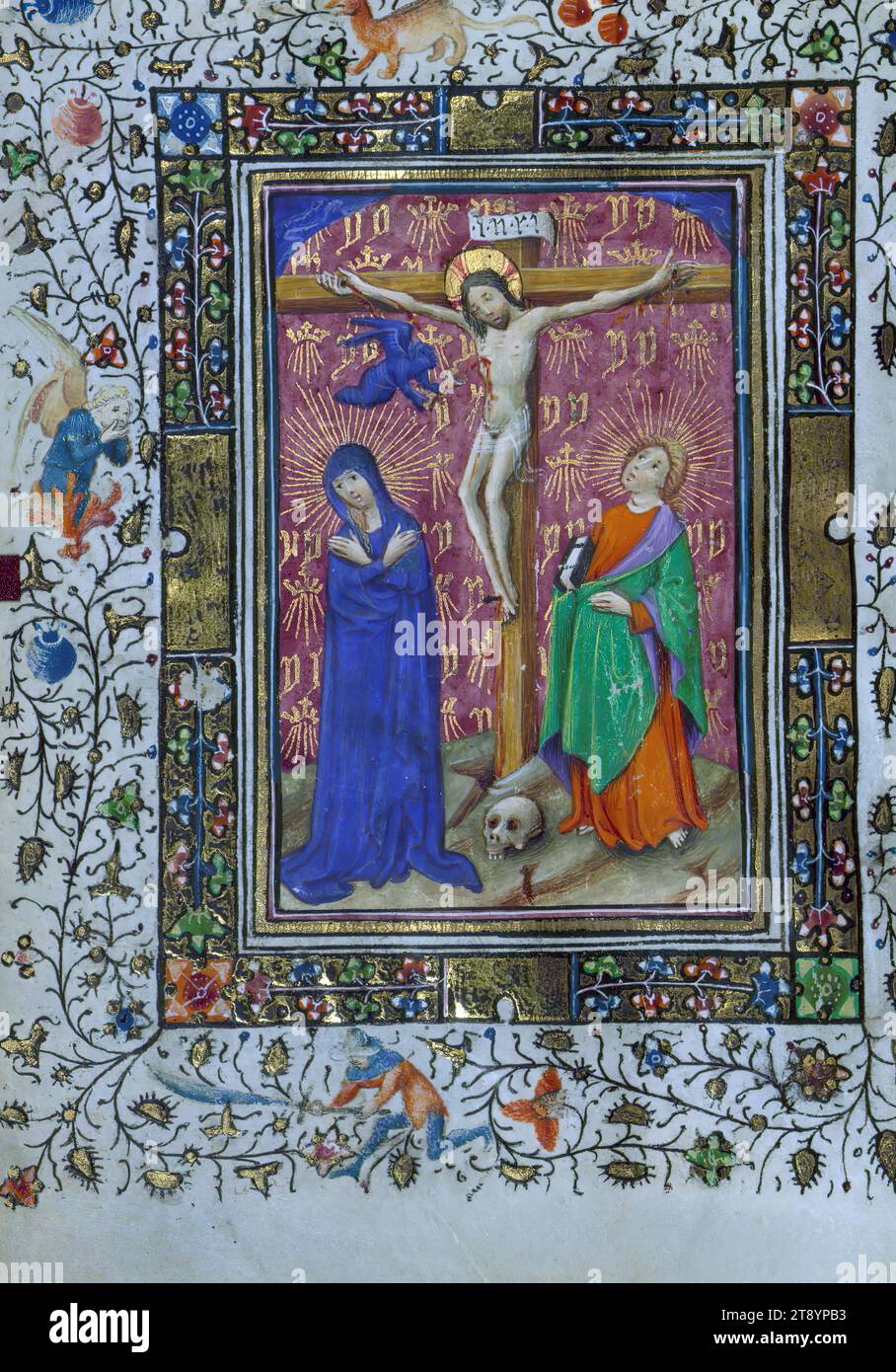 Stundenbuch, Kreuzigung, dieses Stundenbuch, abgeschlossen ca. 1440 ist ein Beispiel für die ...