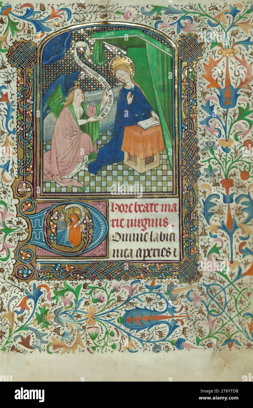 Buch der Stunden, Verkündigung; historisiertes Initial 'D' mit der ...