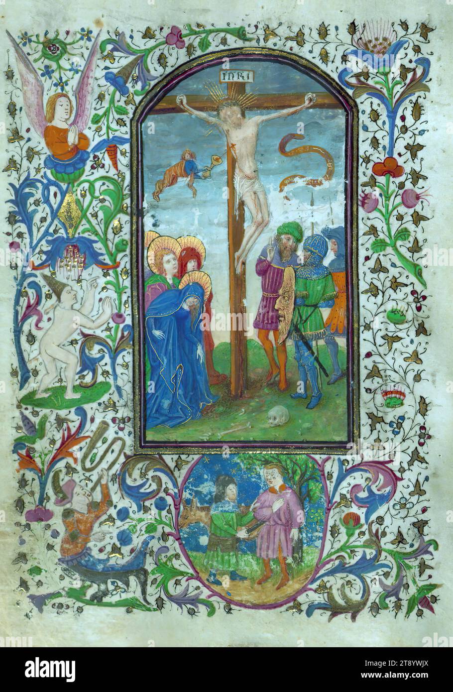 Buch der Stunden, Kreuzigung, dieses Taschenbuch der Stunden wurde für die Nutzung von Rom ca ...