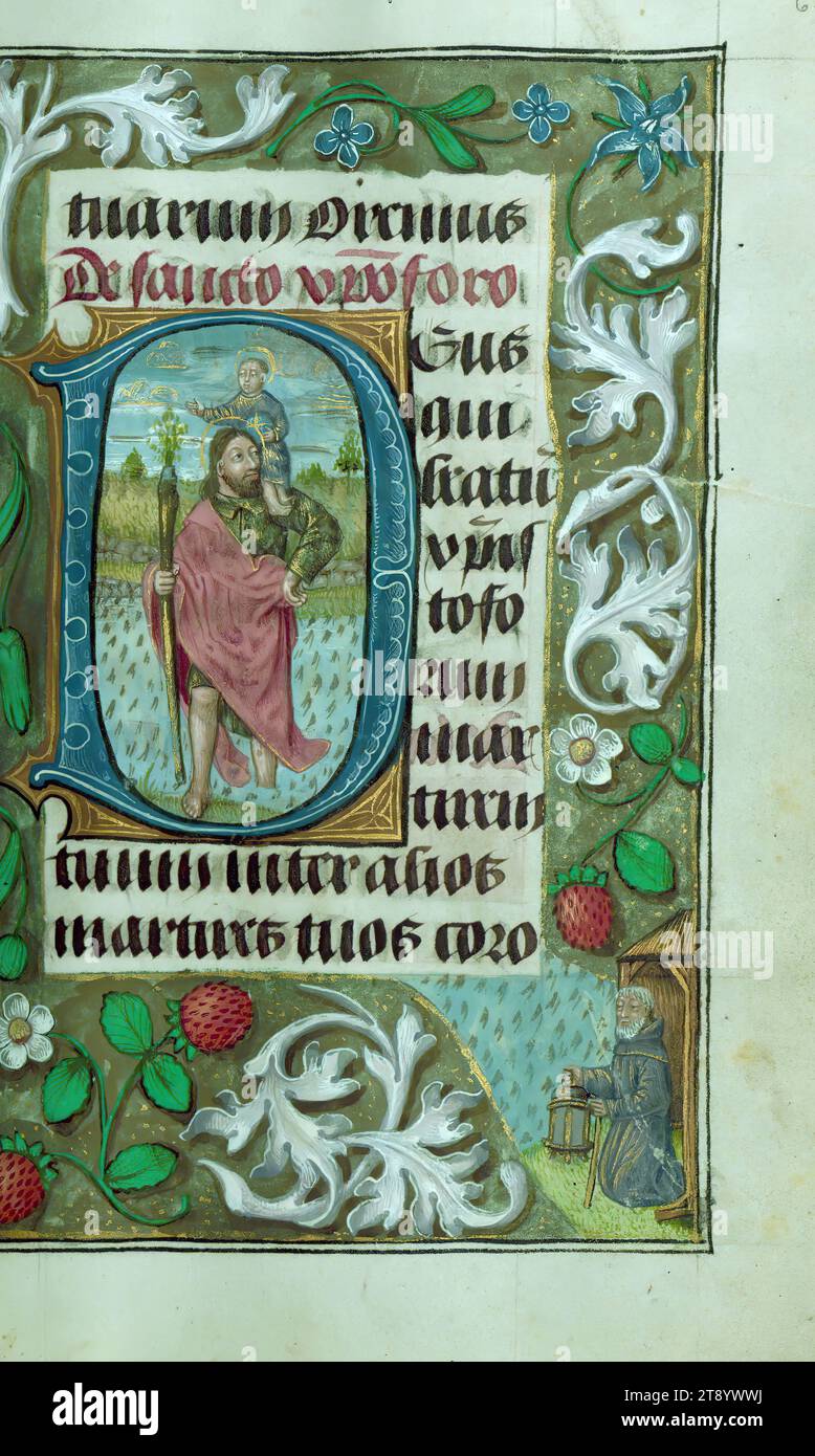 Stunden von Herzog Adolf von Kleve, Initial 'D' mit St. Christopher ...
