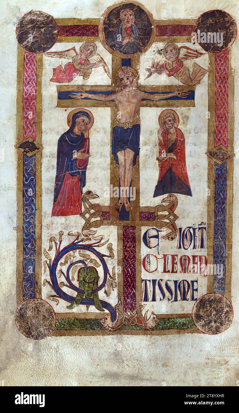 Die St. Francis Missal, Kreuzigung in Form des historischen Initials „T ...